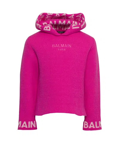 Balmain Hooded Sweater In Pink | ModeSens