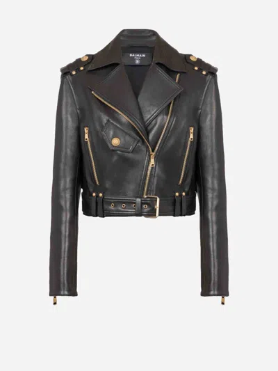 Balmain Leather Zipper Jacket In Black | ModeSens