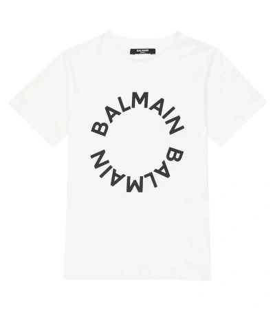 Balmain Kids' Logo Cotton Jersey T-shirt In White/black | ModeSens