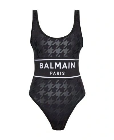 Balmain Logo One-piece Swimsuit In Black | ModeSens