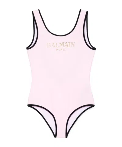 Balmain Logo One Piece Swimsuit In Pink | ModeSens