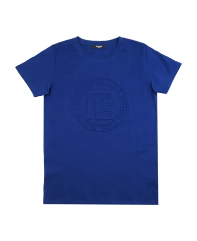 Balmain Logo T-shirt In Blue | ModeSens