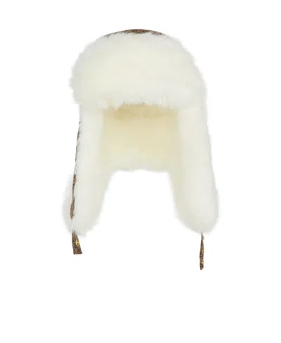 Balmain Mini Monogram-print Trapper Hat In White | ModeSens