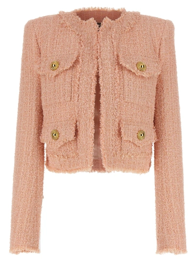 Balmain Short Tweed Jacket In Pink | ModeSens