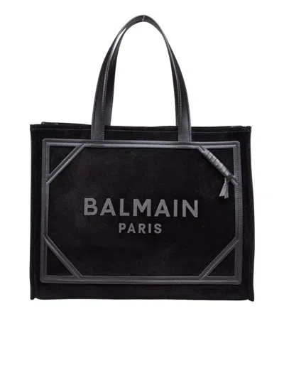 Balmain Suede Shopping Bag In Black | ModeSens