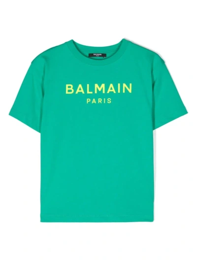 Balmain T-shirt Paris In Green | ModeSens