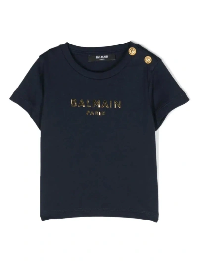 Balmain Kids' T-shirt With Logo In Blue | ModeSens