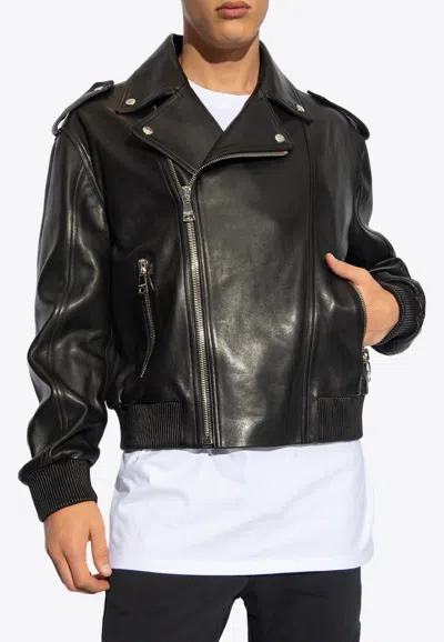 Balmain Zip-up Leather Biker Jacket In Black | ModeSens