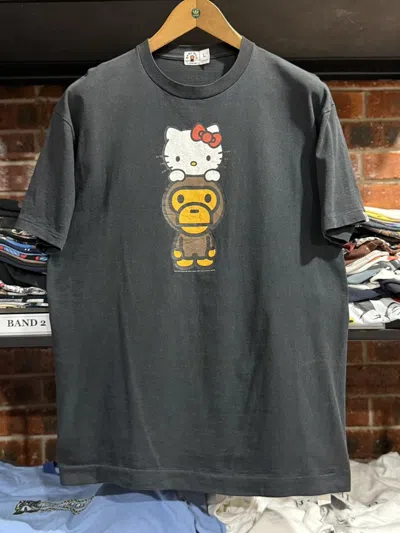 Pre-owned Bape Baby Milo X Hello Kitty Faded Japan Tee In Black | ModeSens