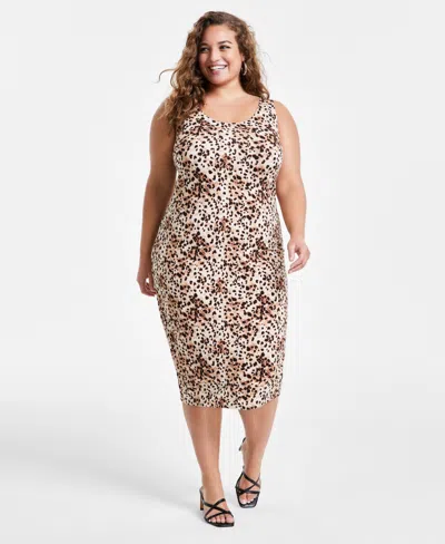 Bar Iii Trendy Plus Size Leopard-print Bodycon Midi Dress, Created For ...
