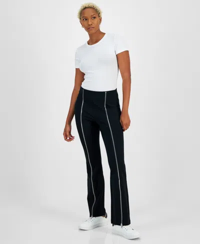 Bar Iii Women's Front-zip Ponte-knit Pants, Created For Macy's In Deep ...