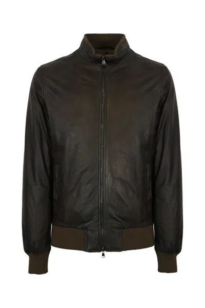 Barba Napoli Fox Leather Jacket In Caffe | ModeSens
