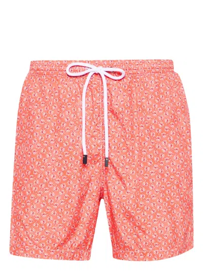 Barba Napoli Palm Tree-print Swim Shorts In Orange | ModeSens
