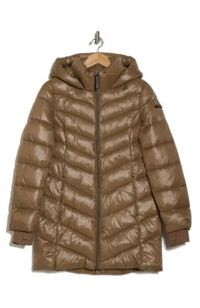 Bcbgeneration Chevron Quilted Hooded Puffer Jacket In Caramel | ModeSens