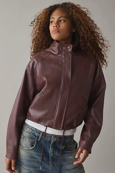 Bdg Charlene Faux Leather Bomber Jacket In Brown, Women's At Urban ...