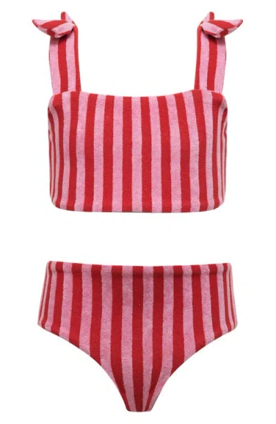Beach Riot Kids' Little Stella Two-piece Swimsuit In Candy Cane Stripe ...