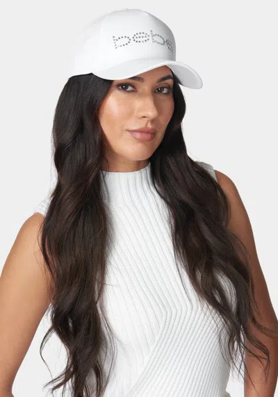 Bebe Rhinestone Logo Cap In White | ModeSens