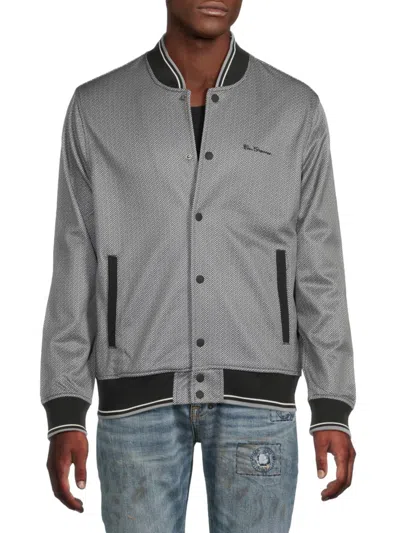 Ben Sherman Men's Herringbone Track Bomber Jacket In Grey | ModeSens