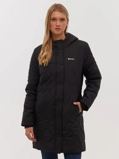 Bench Dakoah Honeycomb Quilted Midi Jacket In Black | ModeSens