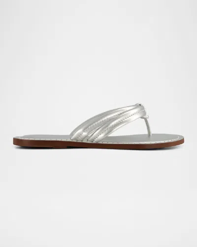 Bernardo Miami Metallic Leather Thong Sandals In Silver Metallic Glove ...