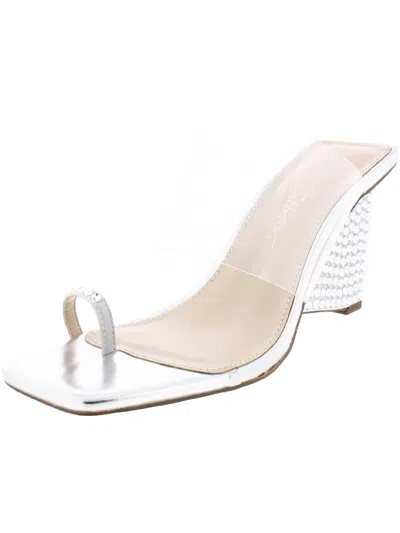 Betsey Johnson Polly Womens Embellished Toe Loop Wedges In Silver ...