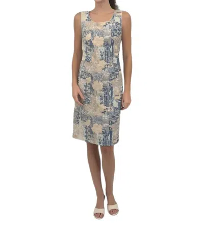 Bigio Collection Abstract Dress In Peach And Blue Abstract In Multi ...