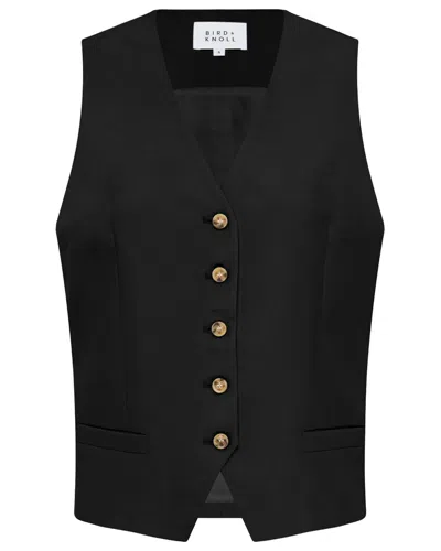 Bird & Knoll Emelio Linen-blend Vest In Black | ModeSens