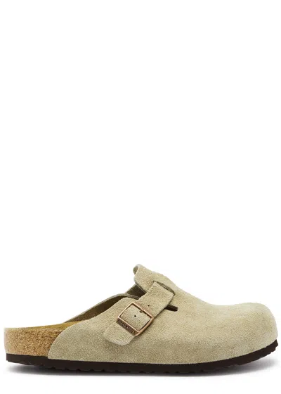 Birkenstock Boston Suede Sliders In Beige | ModeSens