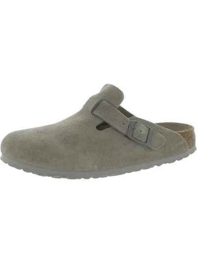 Birkenstock Womens Suede Closed Toe Footbed Sandals In Grey | ModeSens