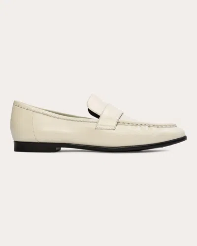 Black Suede Studio Women's Arrow Leather Loafer In White | ModeSens