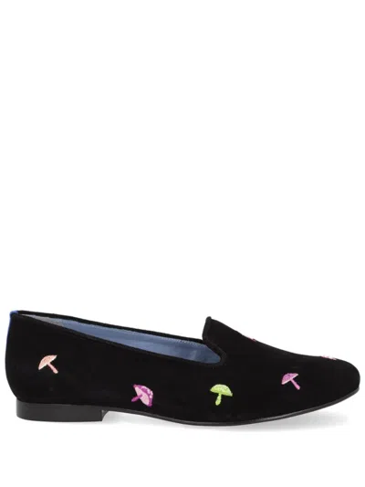 Blue Bird Shoes Embroidered Suede Loafers In Black | ModeSens