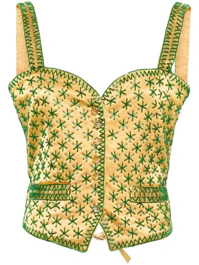 Bode Top In Yellow Green | ModeSens