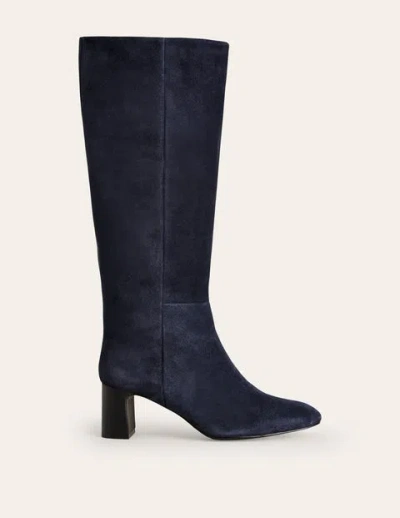 Boden Erica Knee High Leather Boots Navy Suede Women | ModeSens