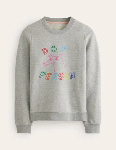 Boden Hannah Embroidered Sweatshirtgrey Marl, Dog Person Women In Grey ...
