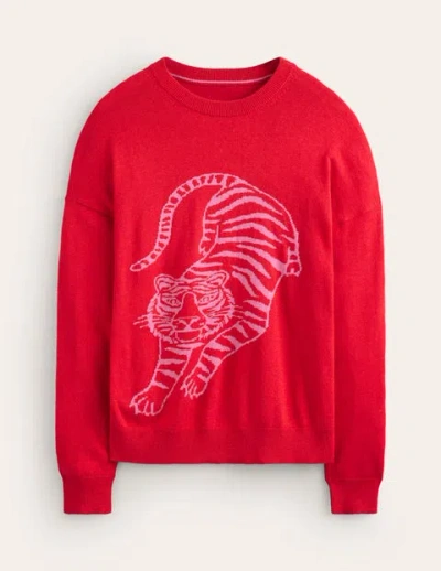 Boden Natasha Novelty Jumper Rouge Red, Tiger Women In Rouge Red/ Tiger ...