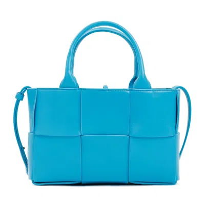 Bottega Veneta Blue Mini Tote Handbag With Intreccio Pattern And ...
