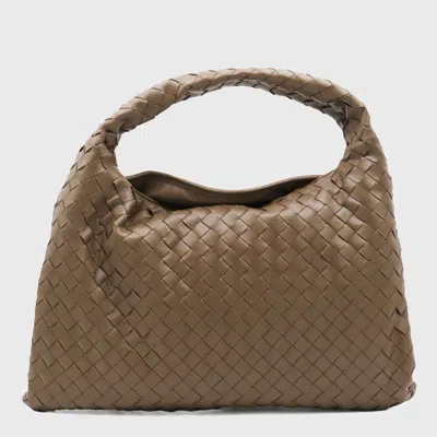 Bottega Veneta Brown Leather Hop Small Handle Bag In Beige | ModeSens