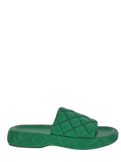 Bottega Veneta Quilted Green Slides With Padded Upper And Contoured ...
