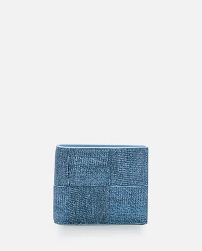 Bottega Veneta Sky Blue Box Woven Denim Print Wallet | ModeSens