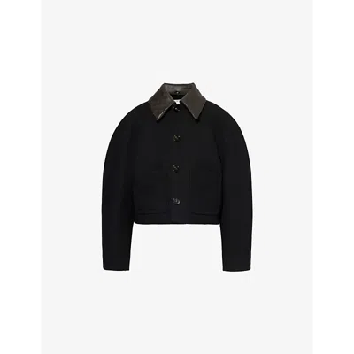 Bottega Veneta Womens Black Intreccio Two-patch-pockets Bottega Veneta Womens Black Intreccio Two-patch-pockets