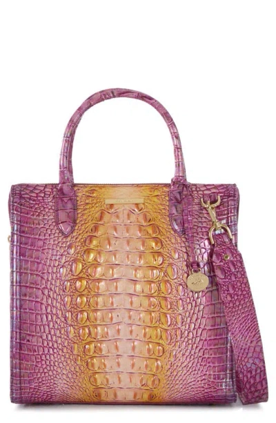 Brahmin Caroline Croc Embossed Leather Satchel In Grapefruit | ModeSens