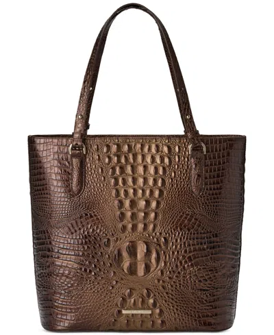 Brahmin Ezra Melbourne Embossed Large Leather Tote In Ganache | ModeSens