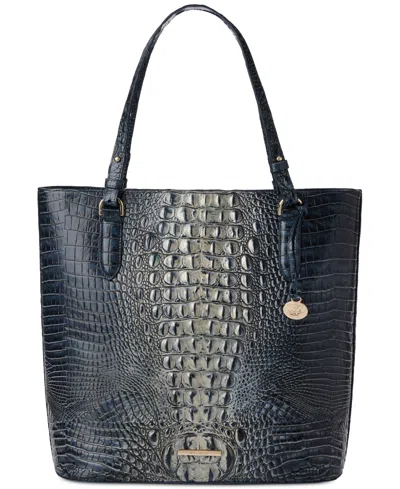 Brahmin Ezra Melbourne Embossed Large Leather Tote In Twilight Blue ...
