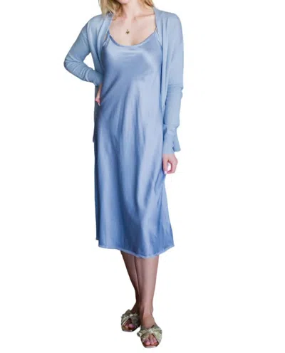 Brazeau Tricot Classic Slip Shiny Dress In Periwinkle In Blue | ModeSens