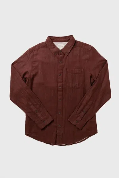 Bridge & Burn Sutton Doublecloth Button Down Shirt In Burgundy In White ...