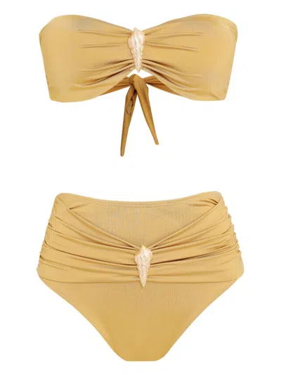 Brigitte Shell-embellished Bikini In Neutrals | ModeSens