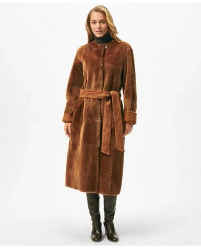 Brooks Brothers Reversible Belted Shearling Coat In Brown | ModeSens
