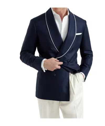 Brunello Cucinelli Silk Slope-collar Double-breasted Half-dress Jacket ...