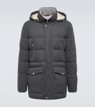 Brunello Cucinelli Wool Puffer Jacket In Gray | ModeSens