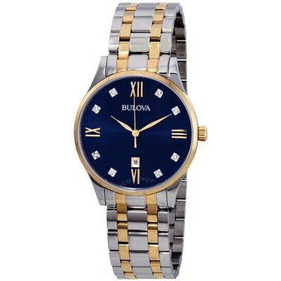 Pre-owned Bulova Citizen 98d130 Classic Blue Diamond Dial Two Tone ...